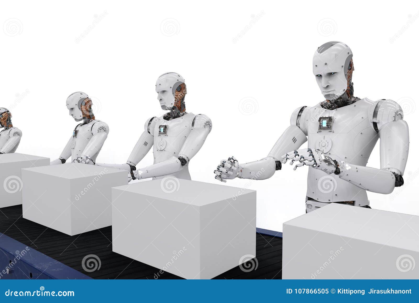 Robot with boxes stock illustration. Illustration of automaton - 107866505