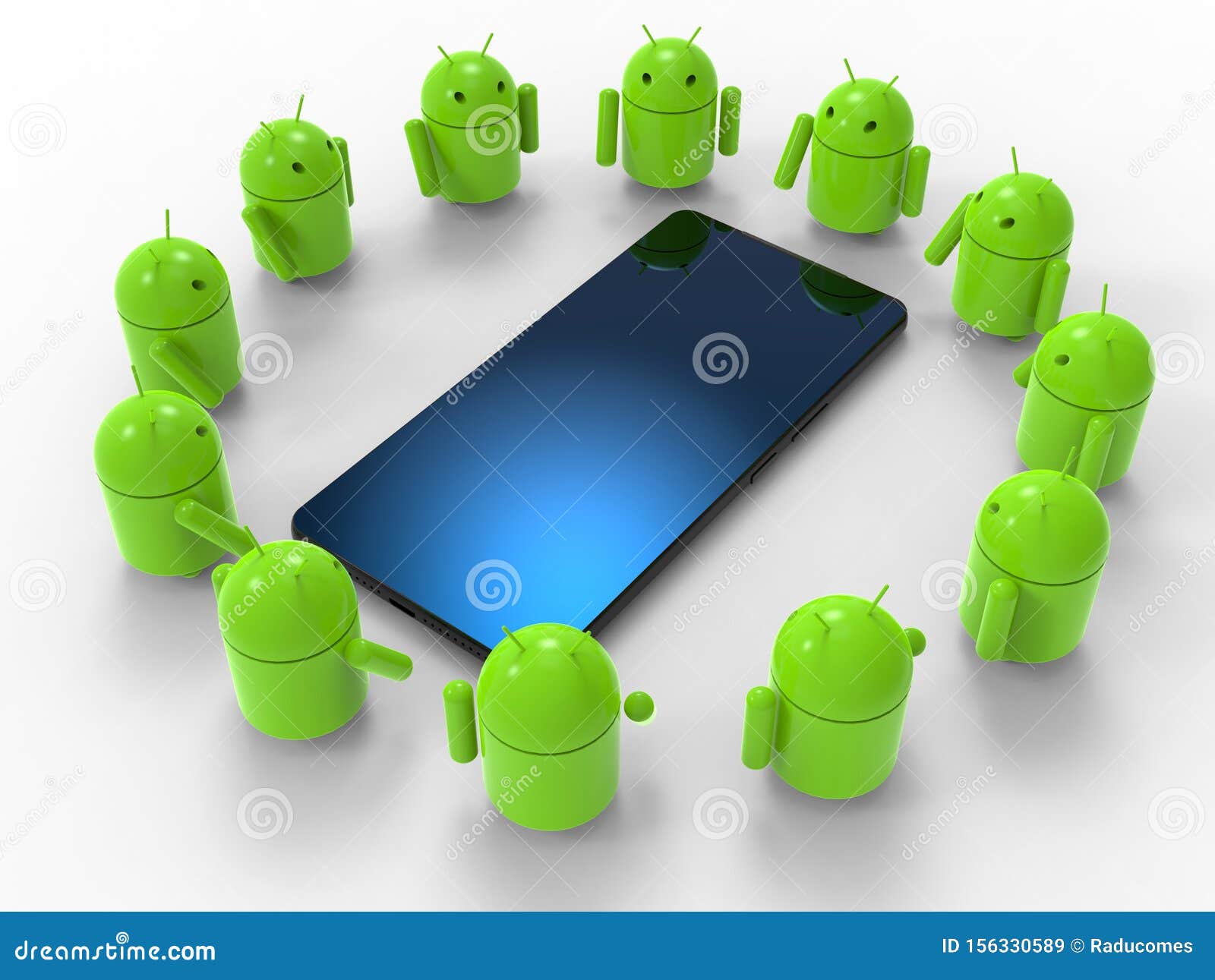 3D Rendering - Android Robot Circular Array Concept Editorial Stock ...