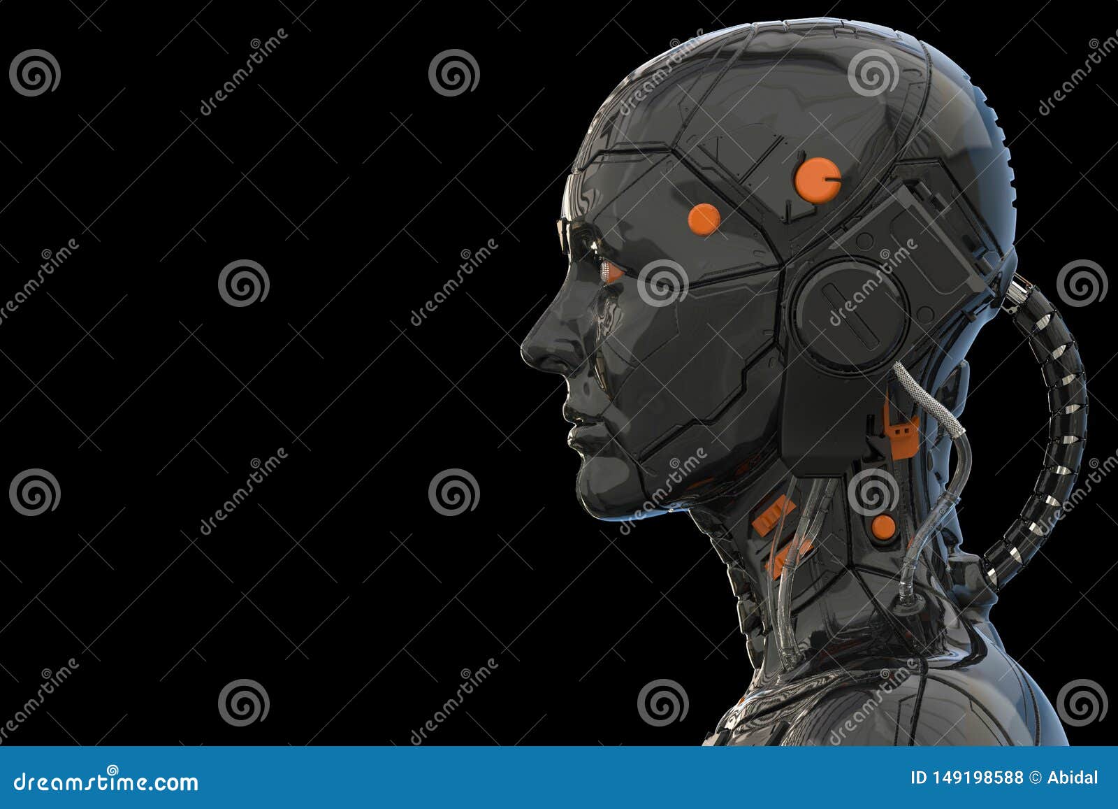 Android Robot Cyborg Woman Humanoid Side View - 3d Rendering Stock ...