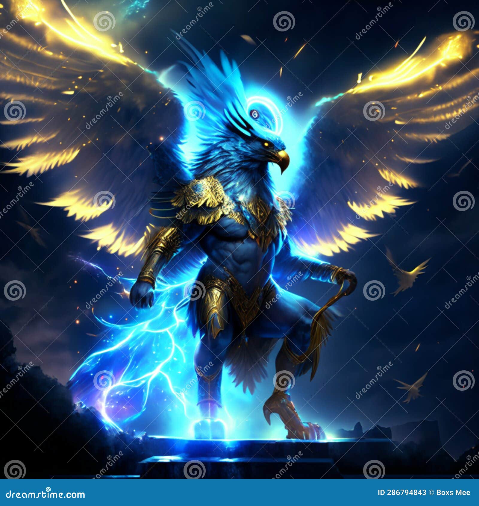 3d Rendering of an Angel on a Dark Background with Blue Lights AI ...