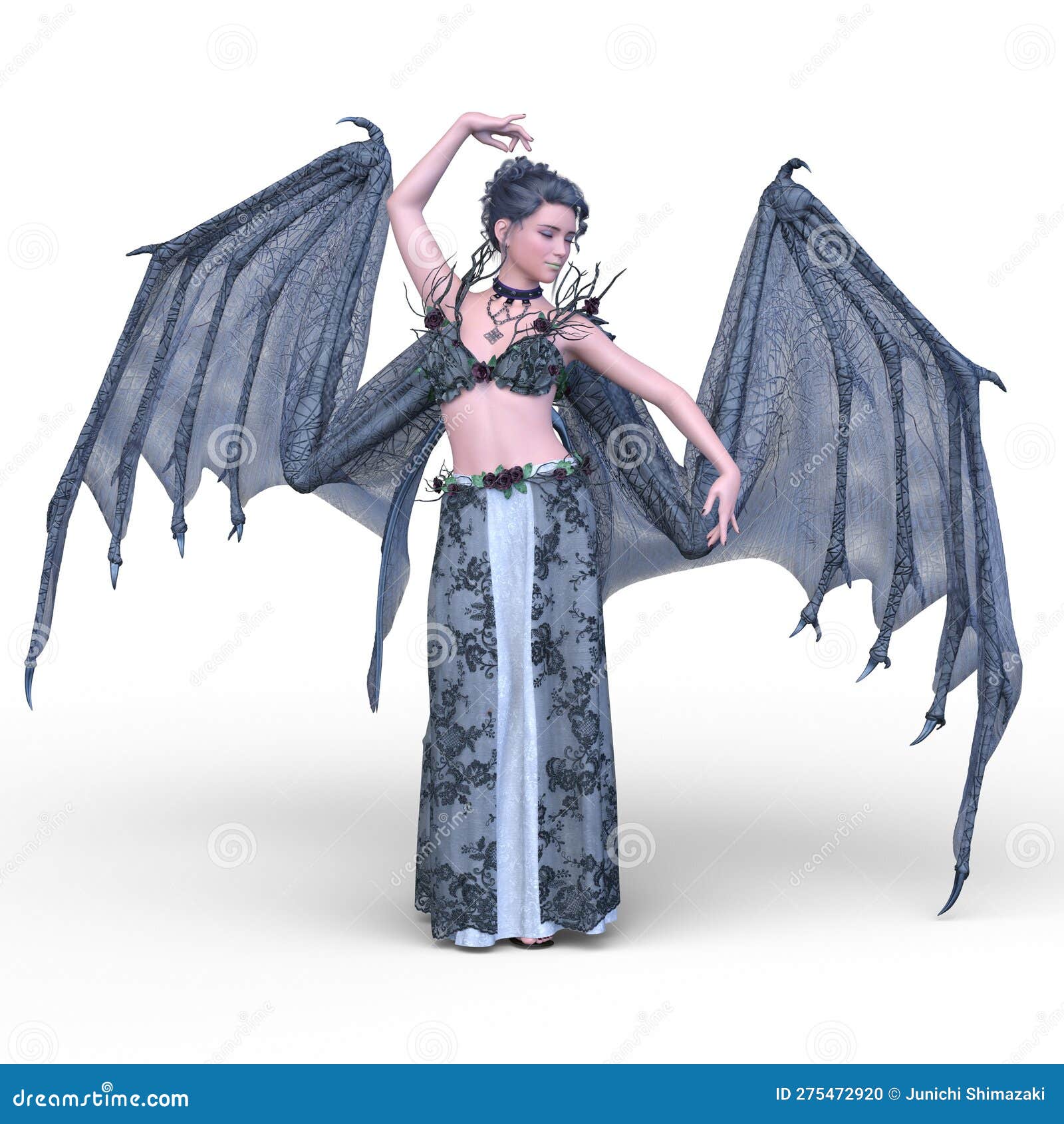 3D Rendering of an Angel with Outstretched Wings Stock Illustration ...