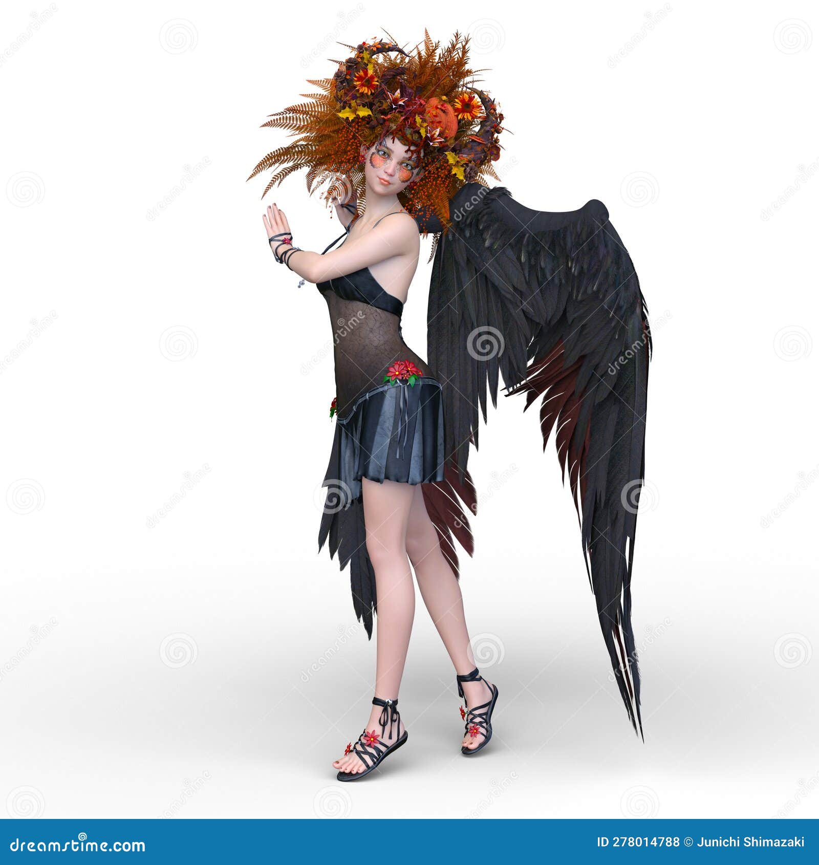 3D Rendering of an Angel with Outstretched Wings Stock Illustration ...