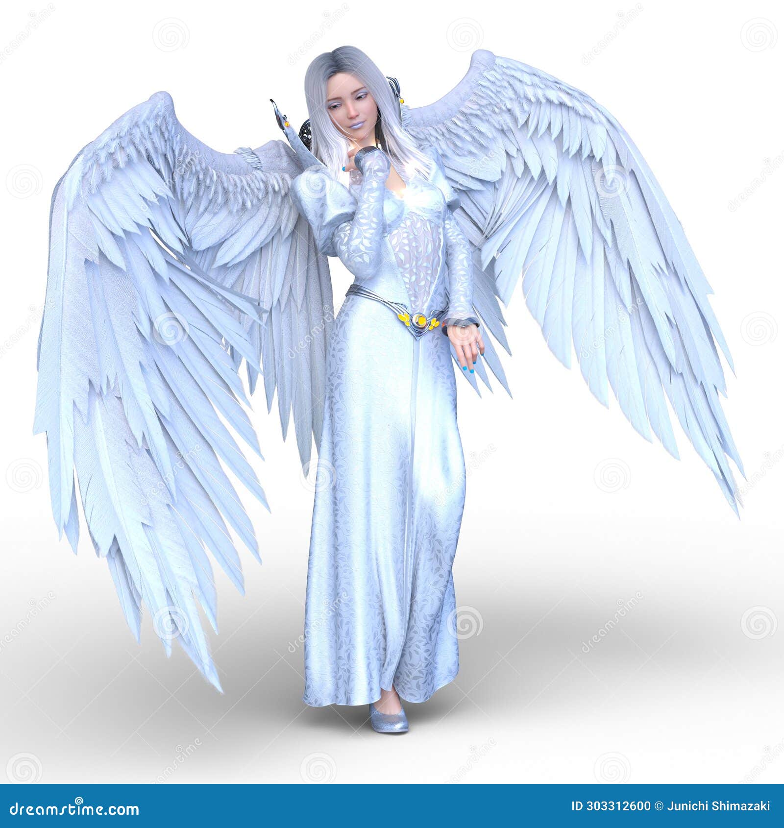 3D Rendering of an Angel with Outstretched Wings Stock Illustration ...
