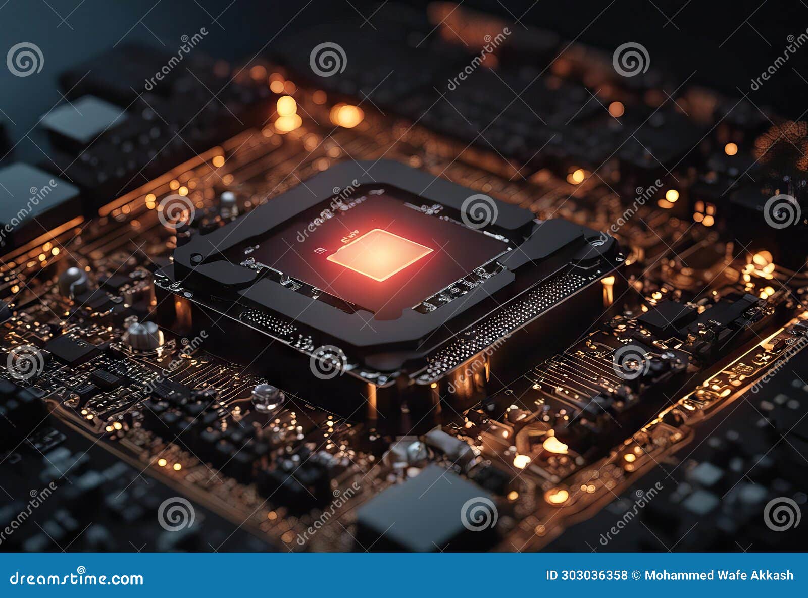 3D Rendering Animation CPU Chipset Central Processor Unit and Electric ...