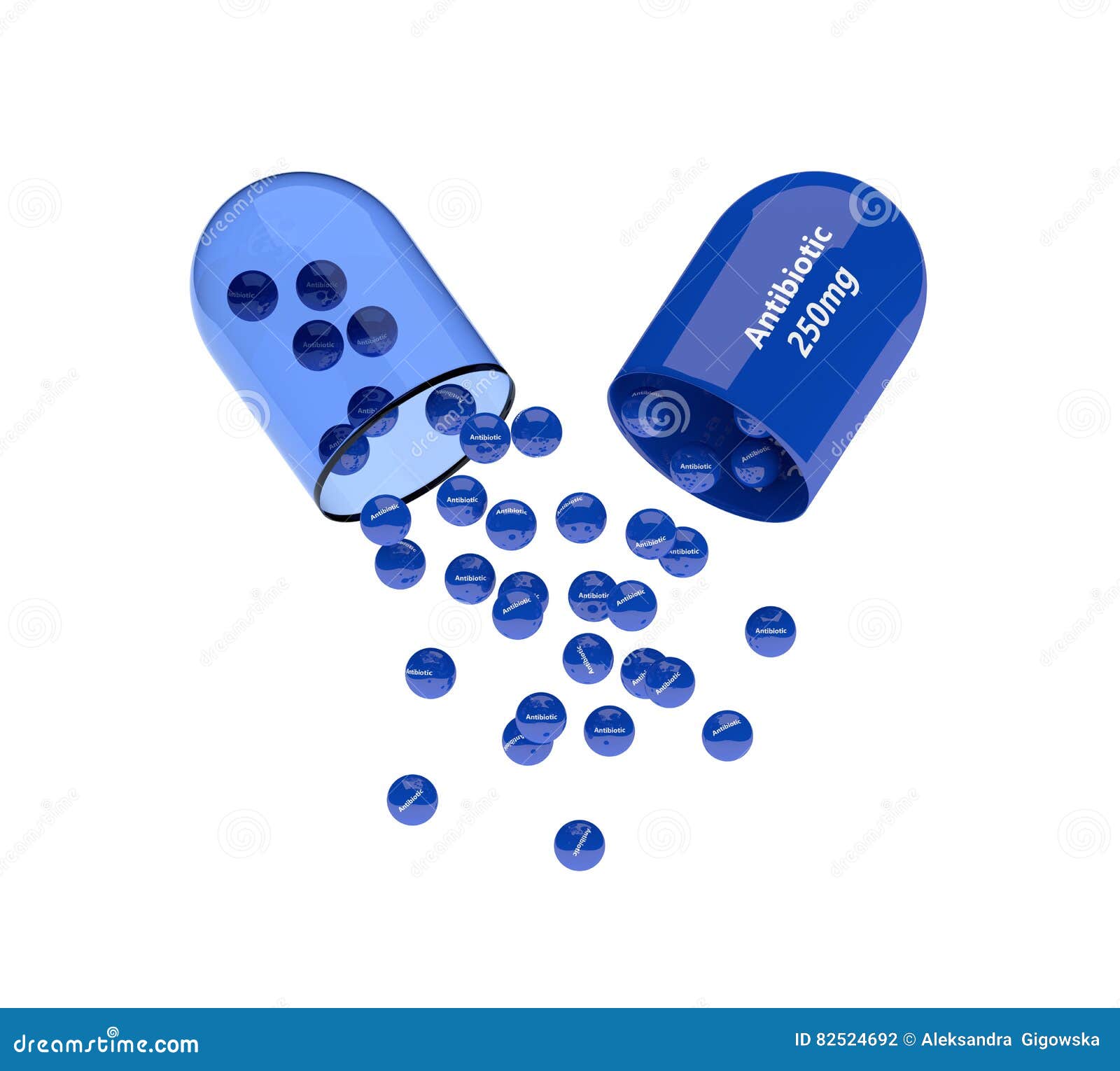 3d Rendering Of Antibiotic Pill With Granules Isolated Editorial Image ...
