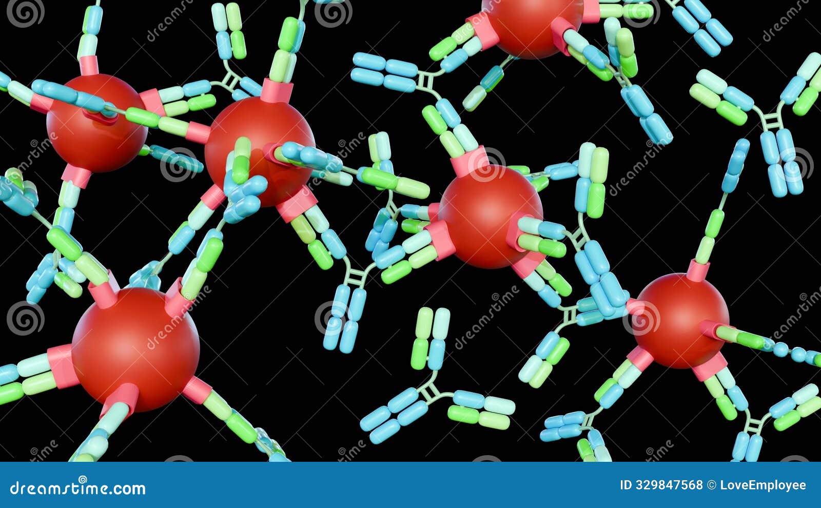 3d Rendering Of Antibody Molecules And Multipolar Brain Cells Stock Photo | CartoonDealer.com ...