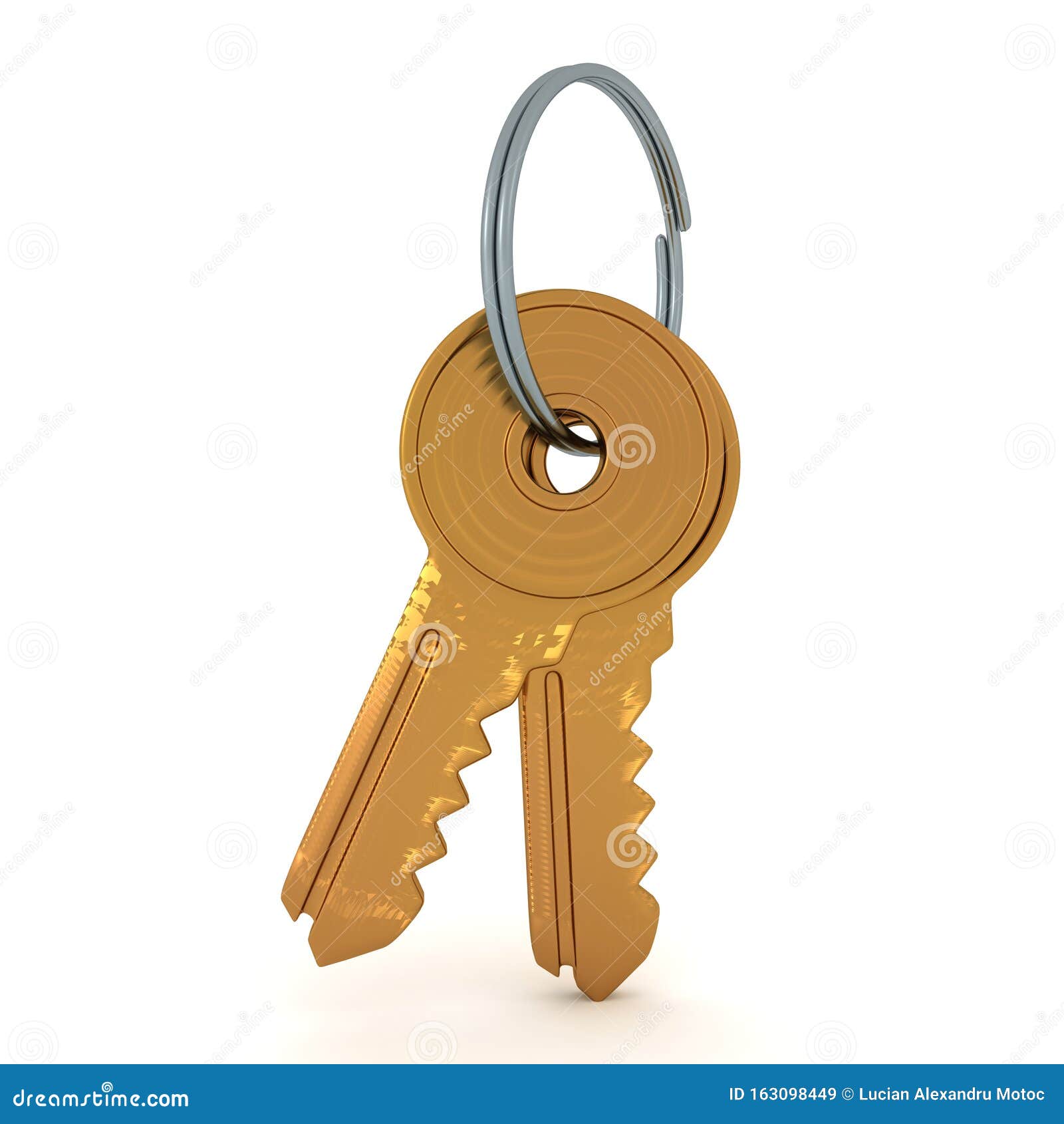 3D Rendering of Apartment Keys in Key Chain Stock Illustration ...