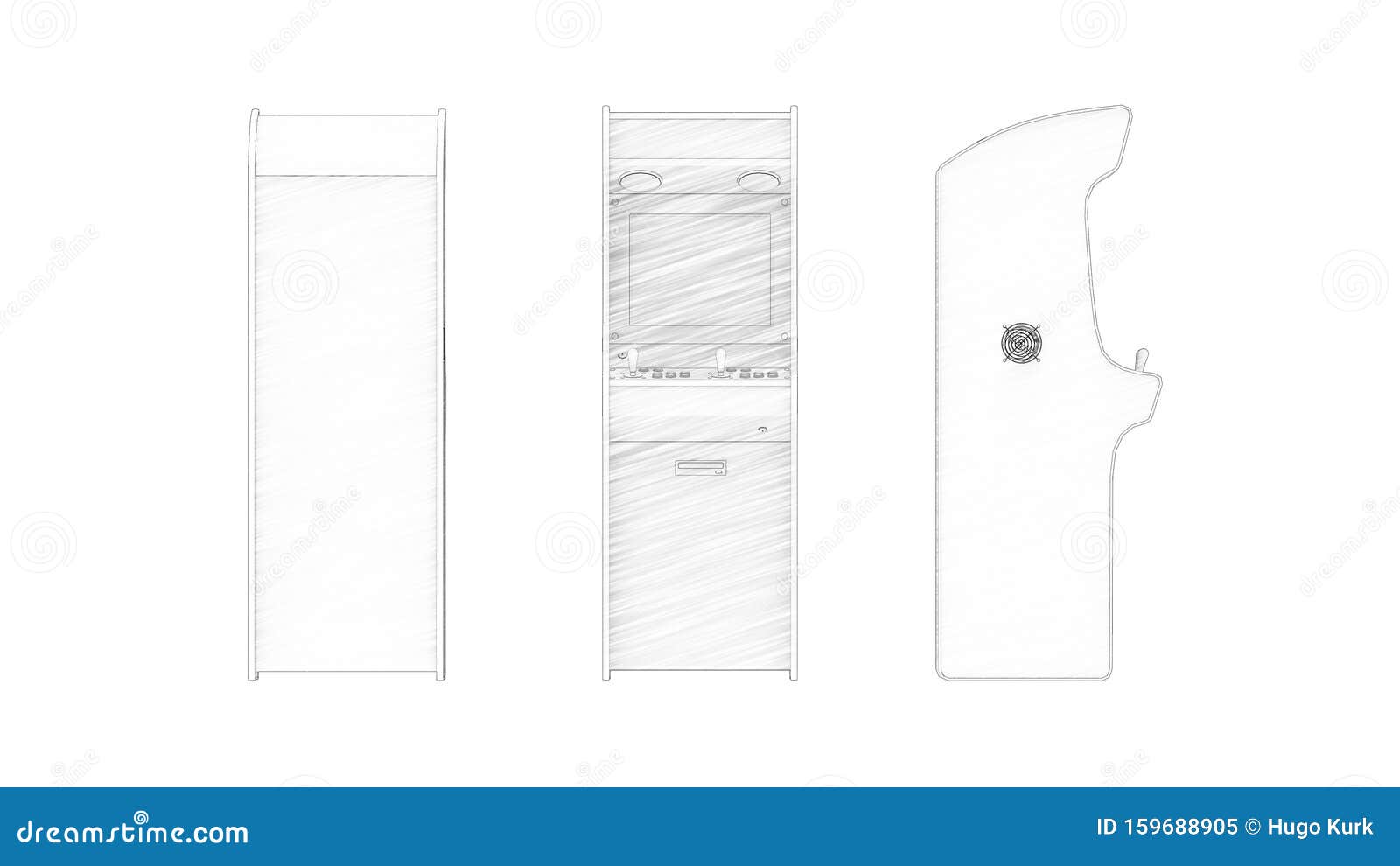 3d Rendering of a Arcade Machine Line Drawing Isolated in White ...