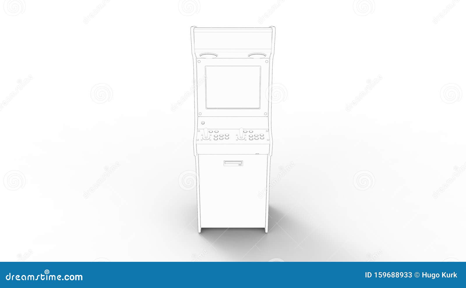 3d Rendering of a Arcade Machine Line Drawing Isolated in White ...