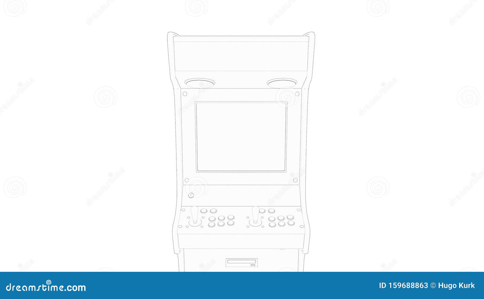 3d Rendering of a Arcade Machine Line Drawing Isolated in White ...