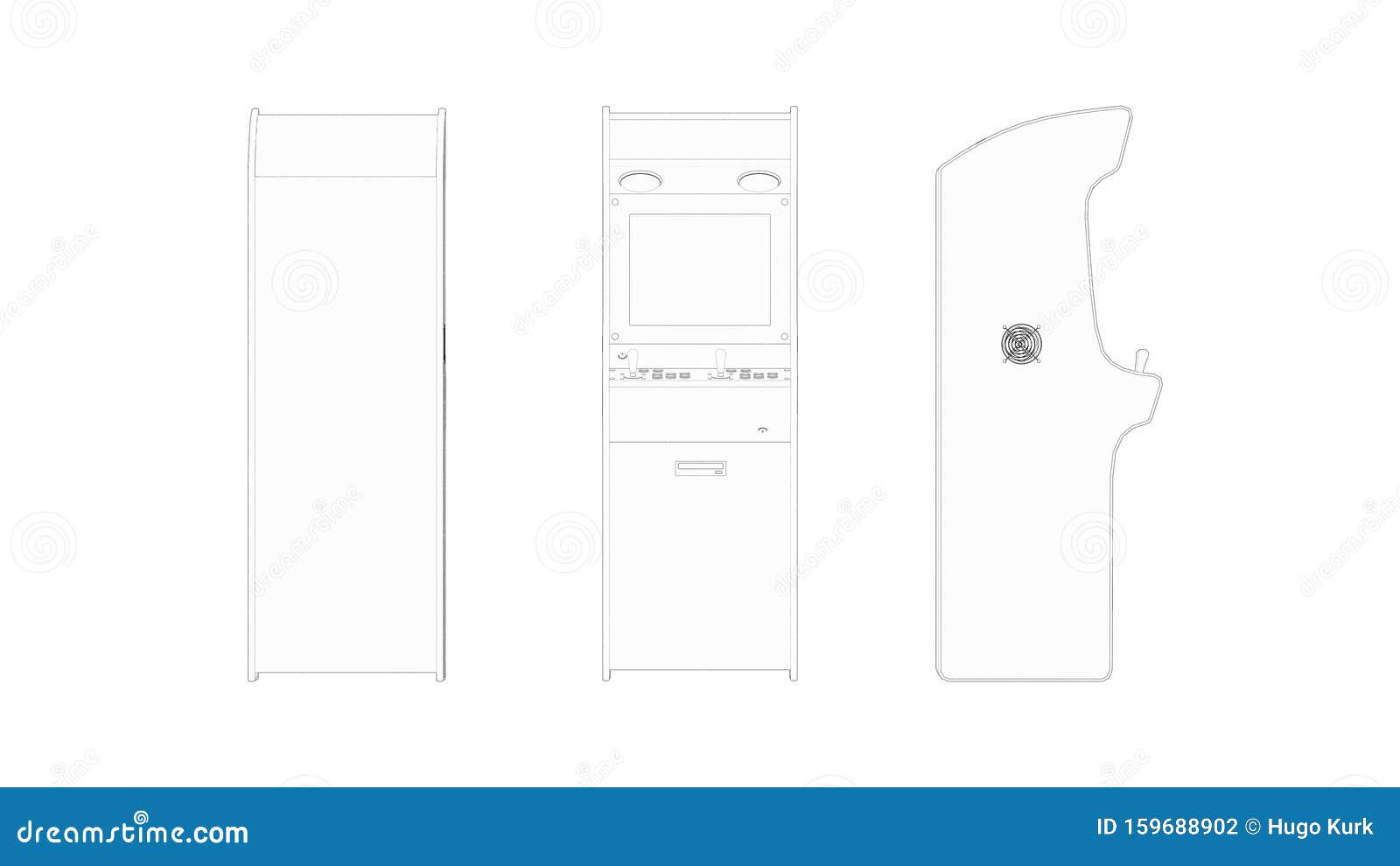 3d Rendering of a Arcade Machine Line Drawing Isolated in White ...