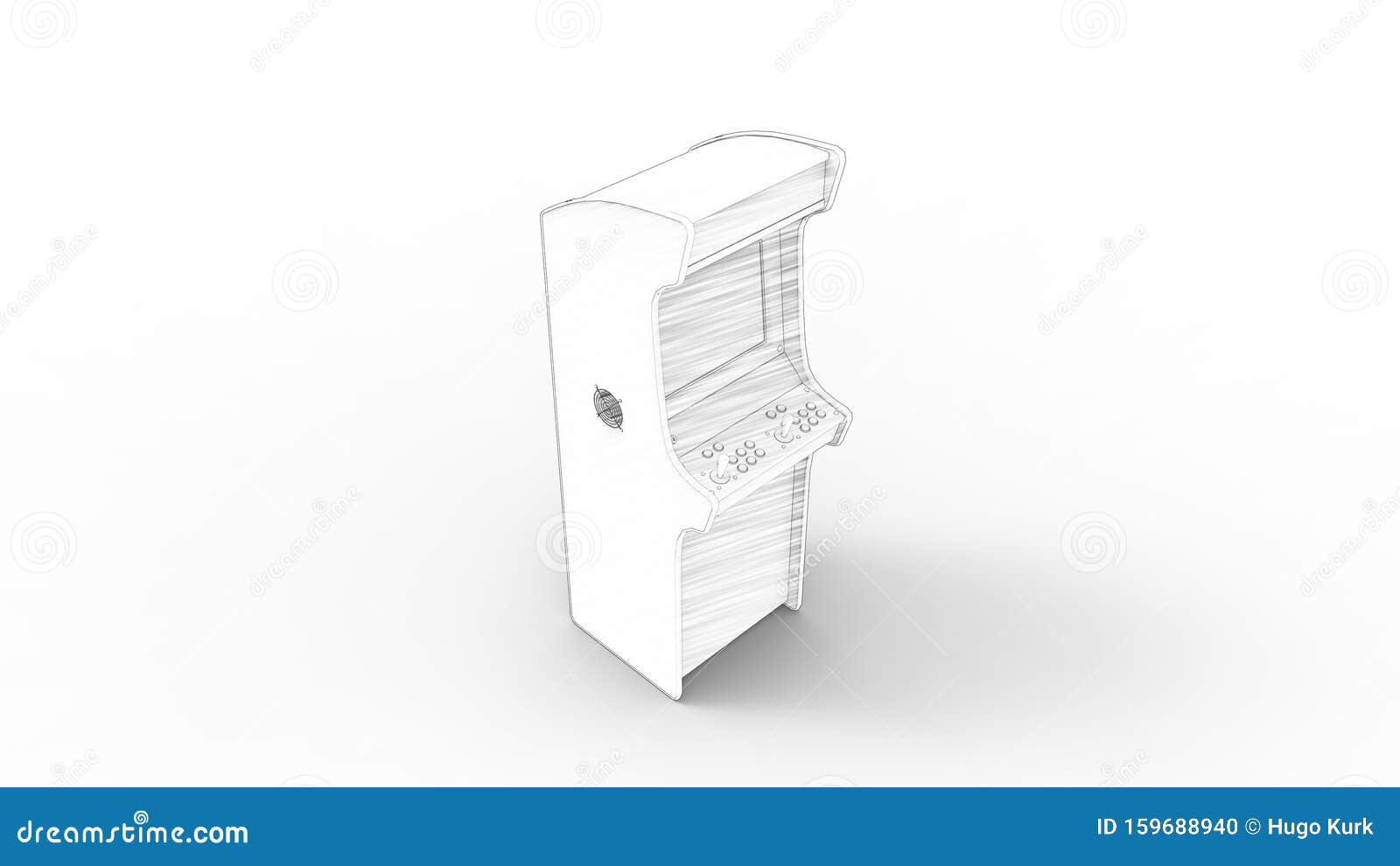 3d Rendering of a Arcade Machine Line Drawing Isolated in White ...