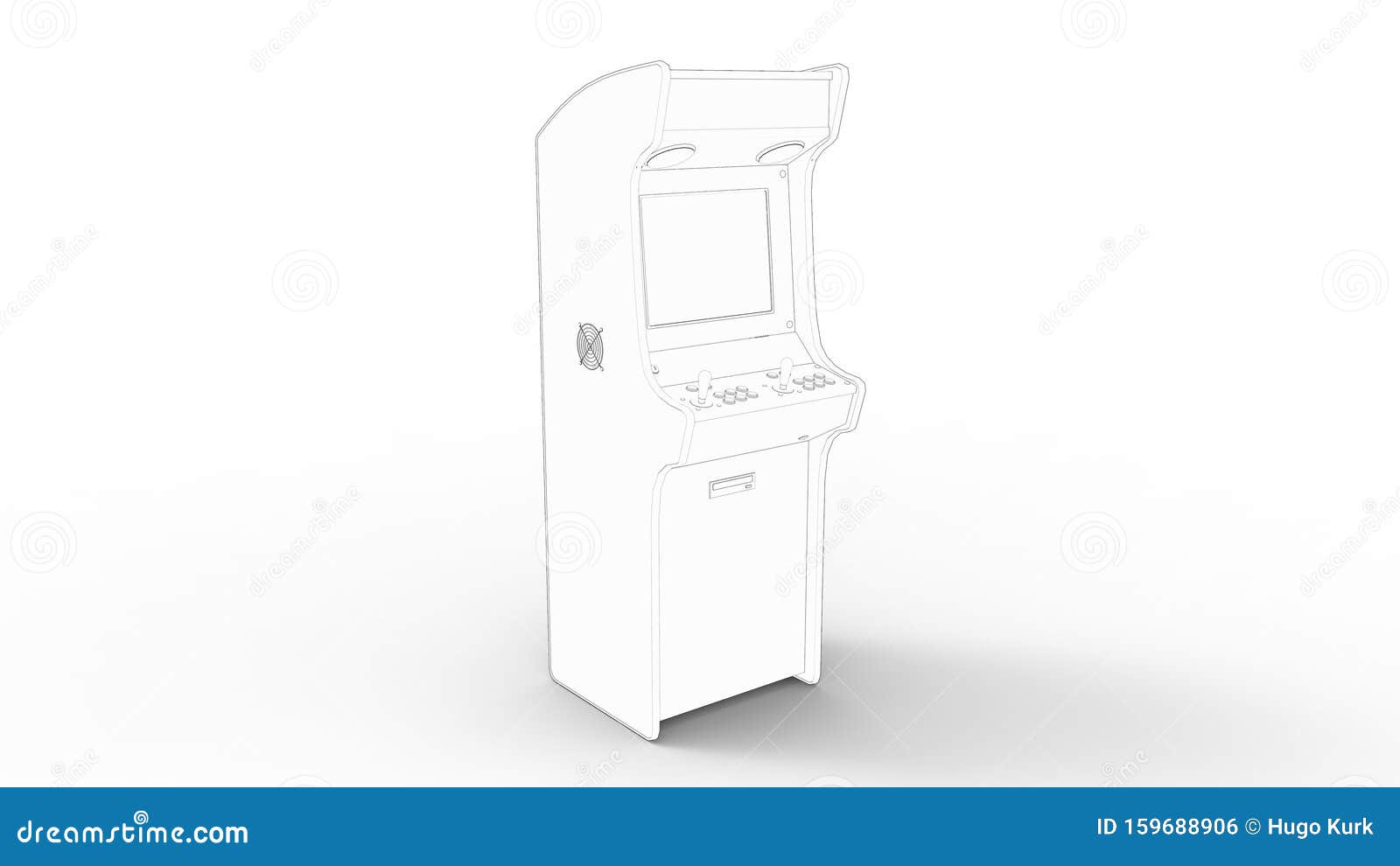 3d Rendering of a Arcade Machine Line Drawing Isolated in White ...