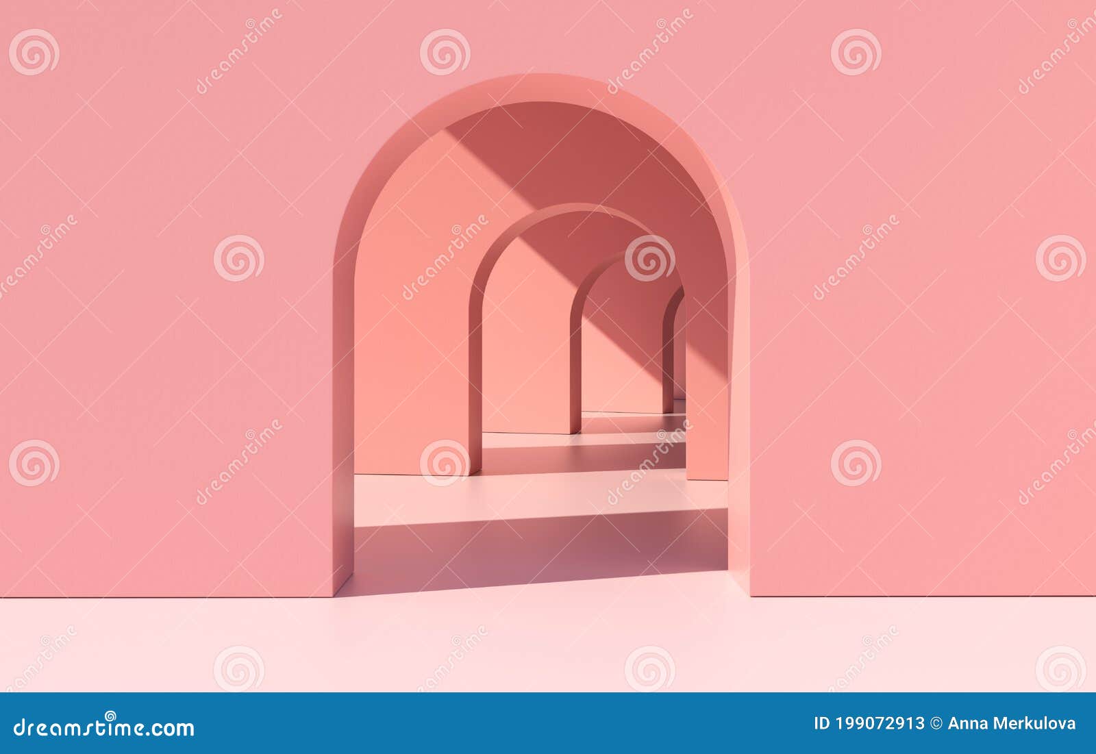 3d Rendering. Arch Hallway Simple Geometric Background, Architectural ...