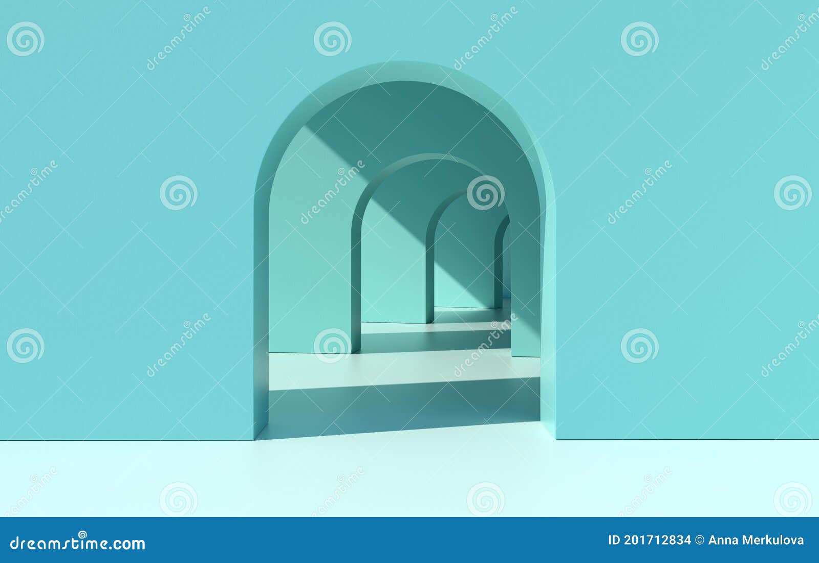 3d Rendering. Arch Hallway Simple Geometric Background, Architectural ...