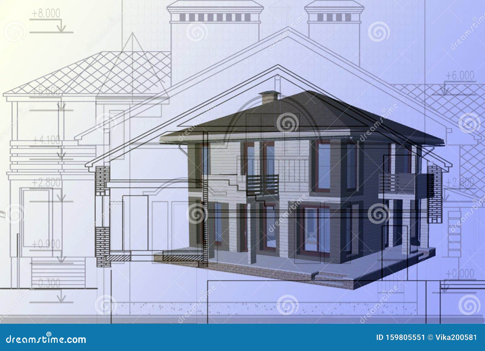 3D Rendering. Architectural Building Design Stock Illustration ...