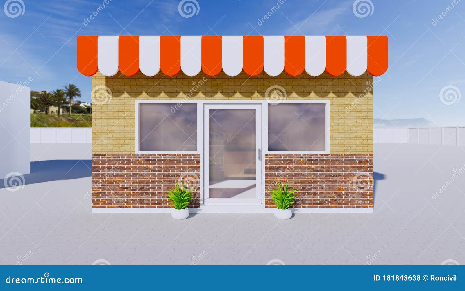 3d rendering of storefront stock illustration. Illustration of cafe ...