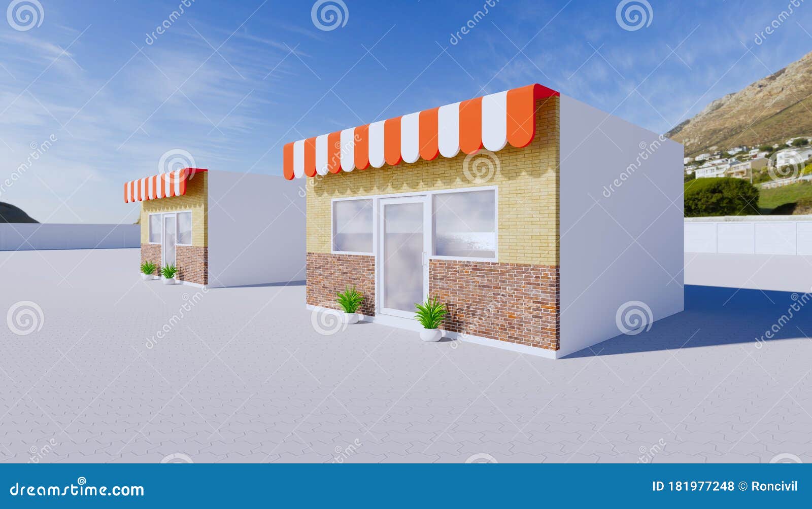 3d rendering of storefront stock illustration. Illustration of building ...