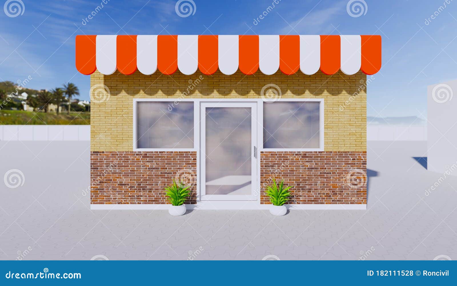 3d rendering of storefront stock illustration. Illustration of building ...