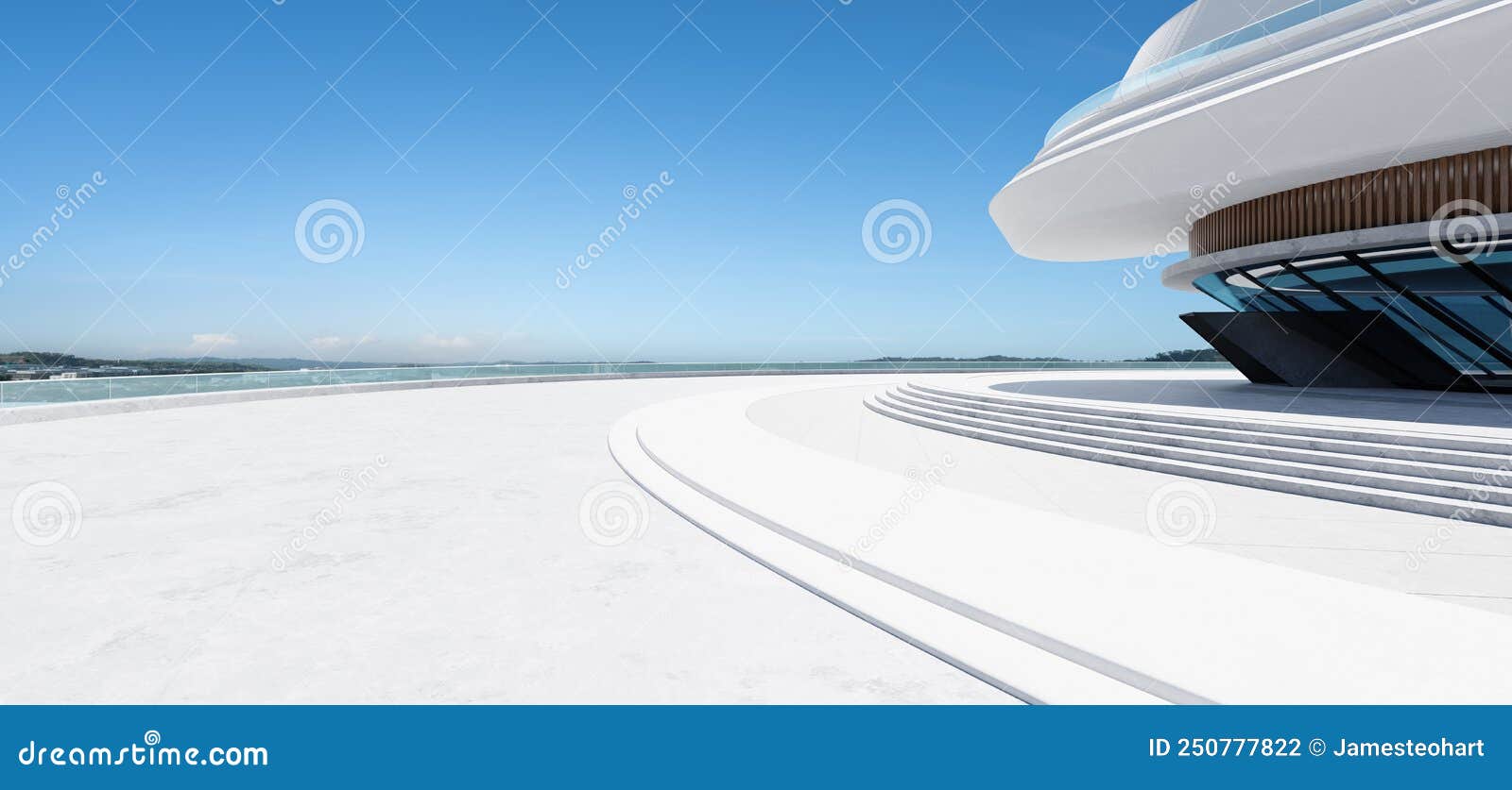 3D Rendering Architecture with Futuristic Streamlined Design Stock ...