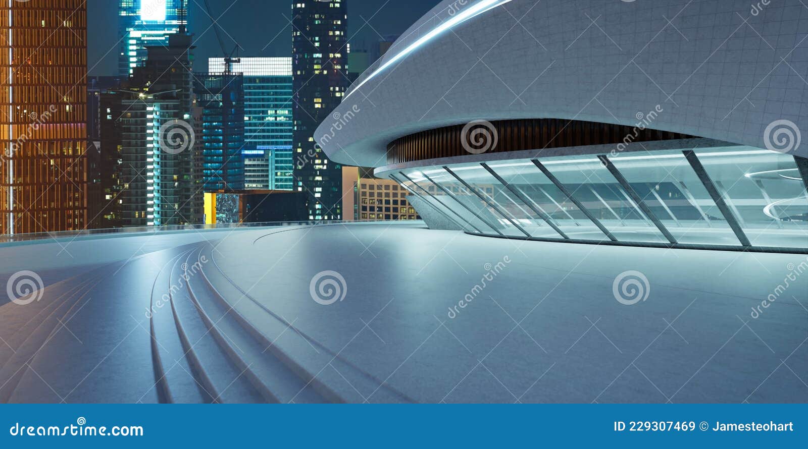 3D Rendering Architecture with Futuristic Streamlined Design Stock ...