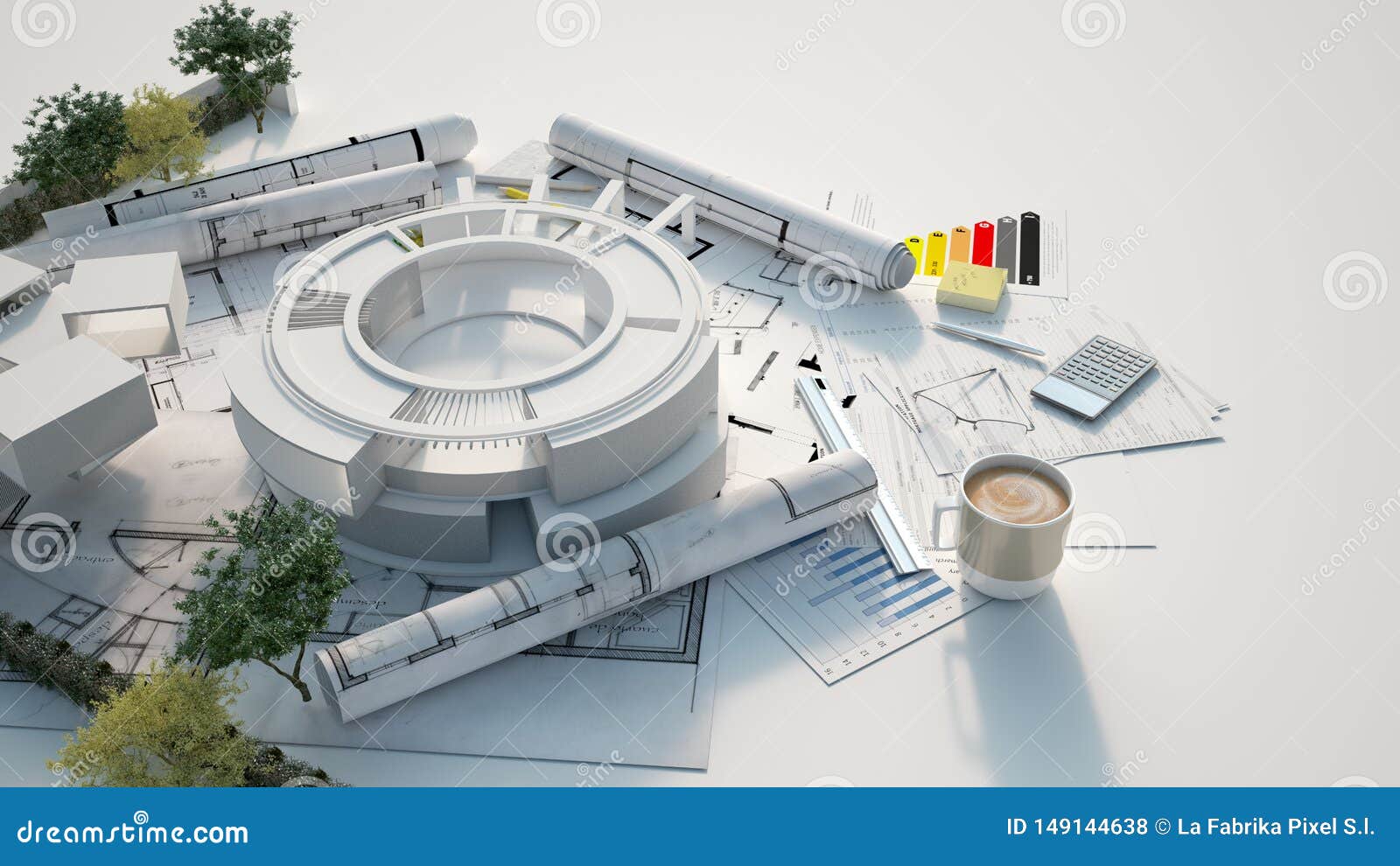 Institutional Project Model Stock Illustration - Illustration of estate ...
