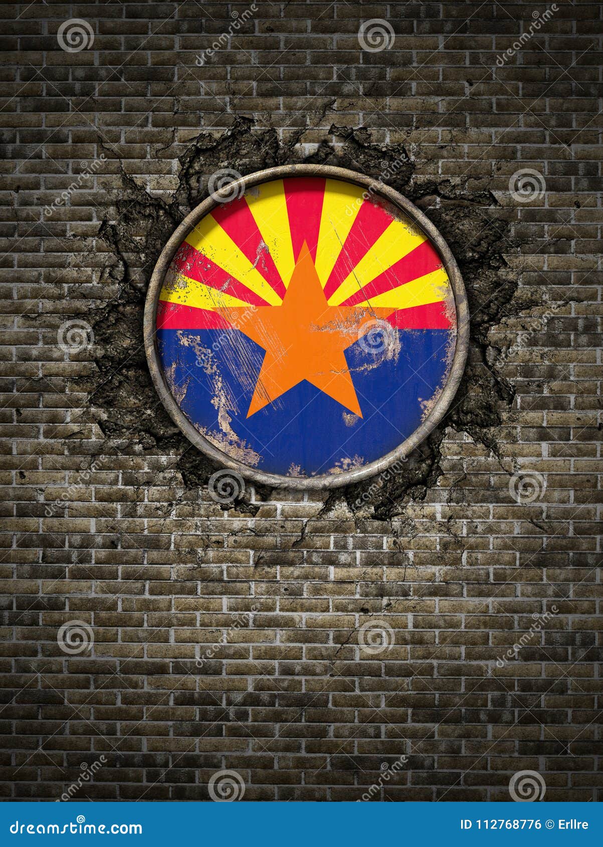 Old Arizona Flag in Brick Wall Stock Illustration - Illustration of ...