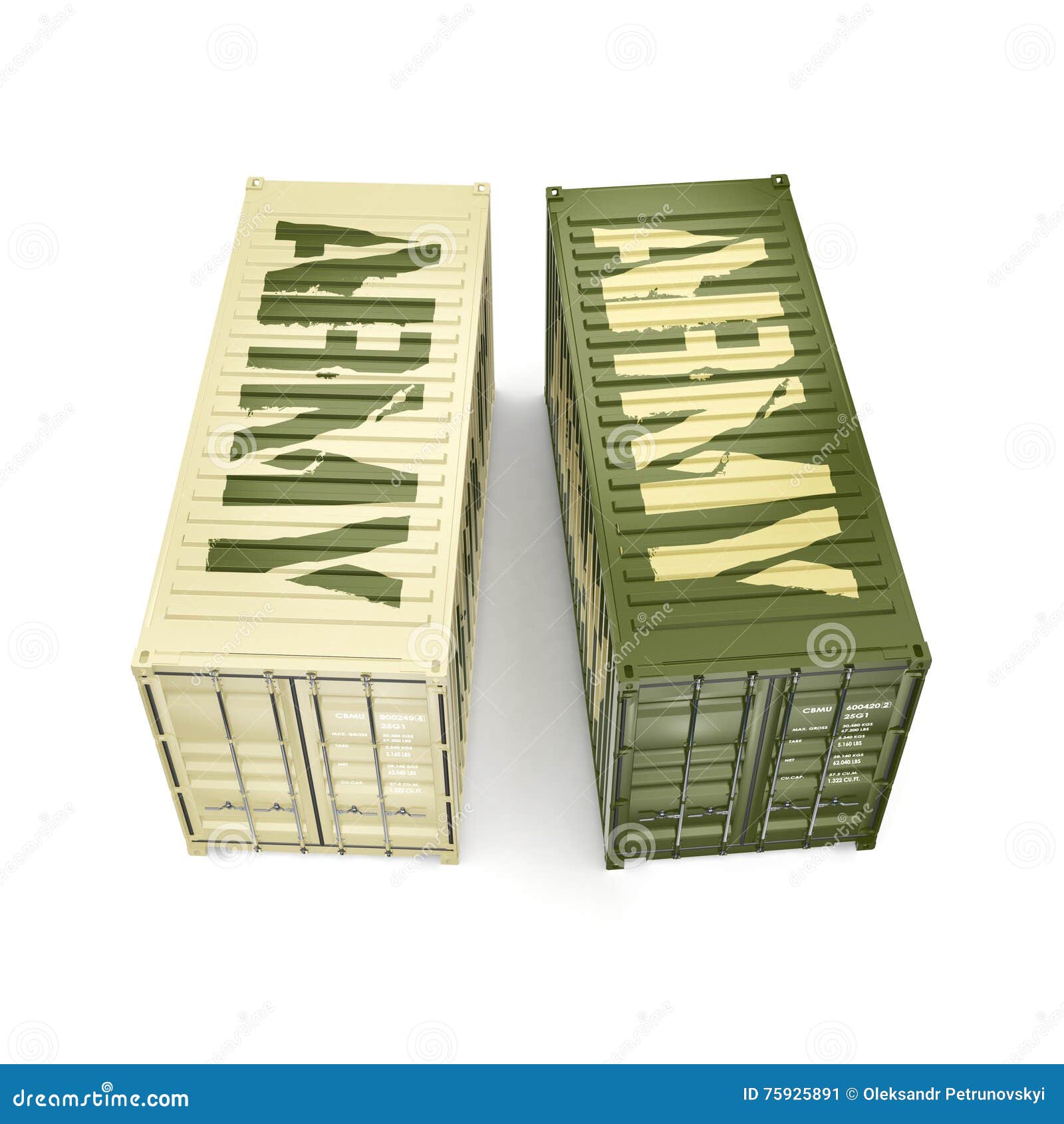 3D Rendering Army Containers Stock Illustration - Illustration of ...