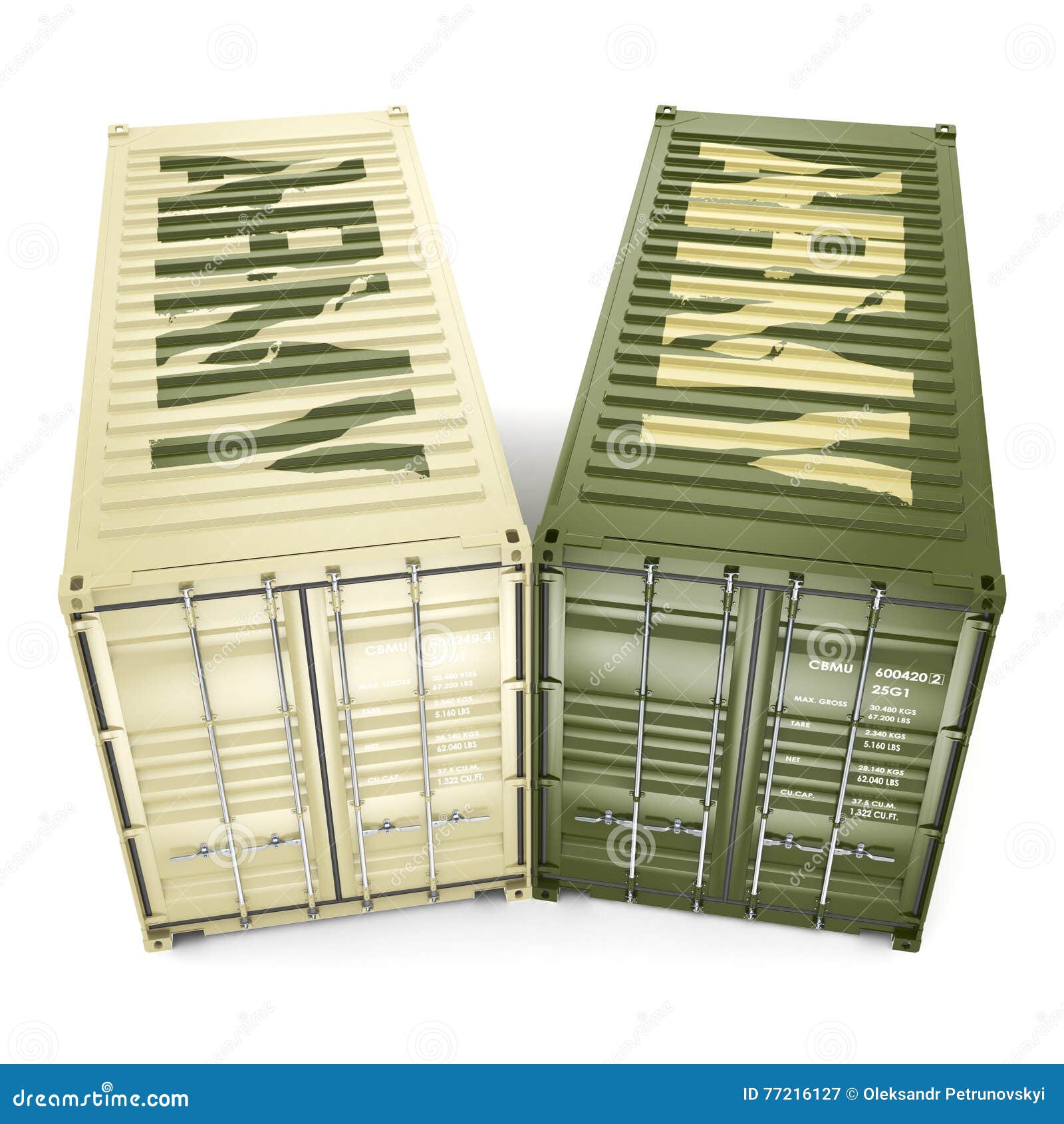 3D Rendering Army Containers Stock Illustration - Illustration of ...