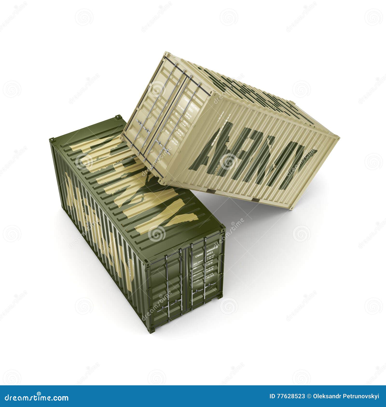 3D Rendering Army Containers Stock Illustration - Illustration of ...