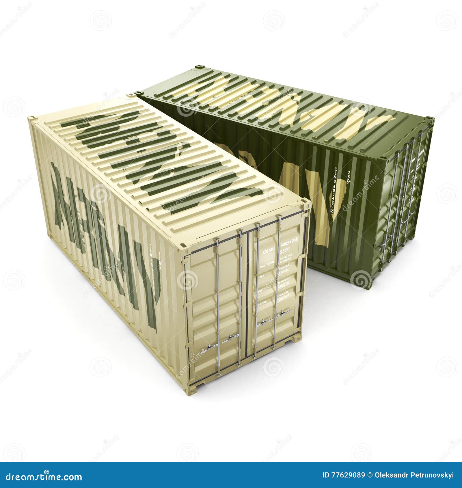 3D Rendering Army Containers Stock Illustration - Illustration of ...