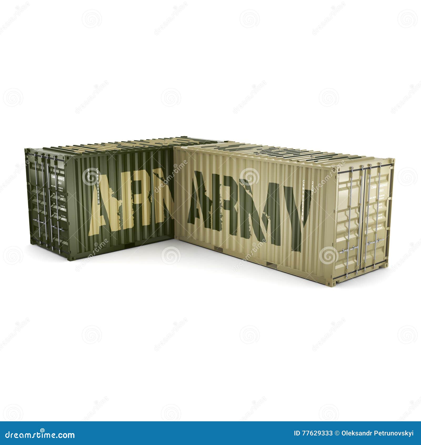 3D Rendering Army Containers Stock Illustration - Illustration of ...