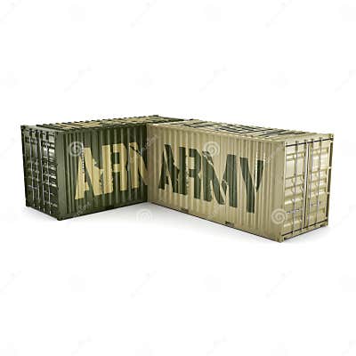 3D Rendering Army Containers Stock Illustration - Illustration of ...