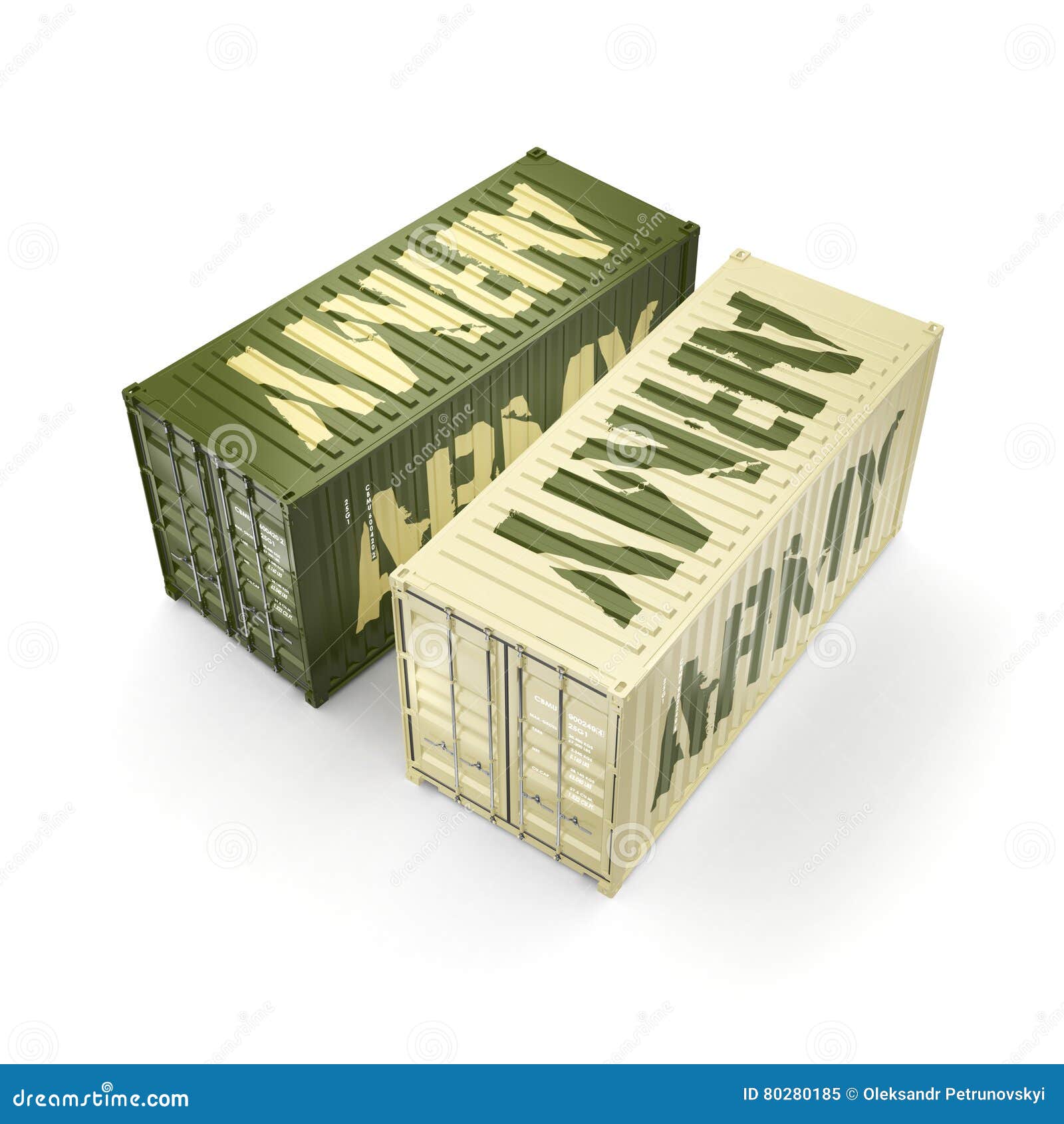 3D Rendering Army Containers Stock Illustration - Illustration of ...