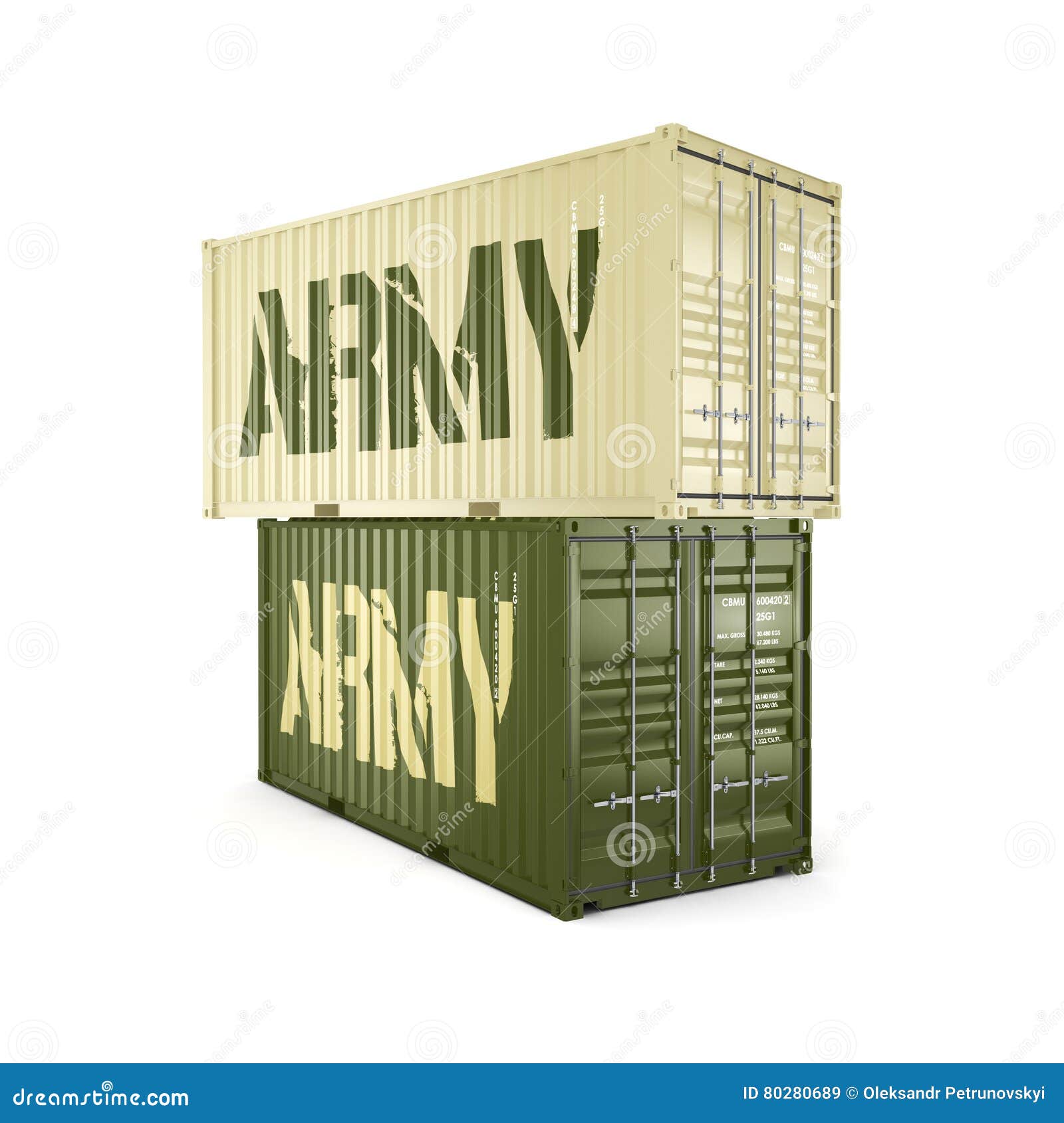 3D Rendering Army Containers Stock Illustration - Illustration of ...