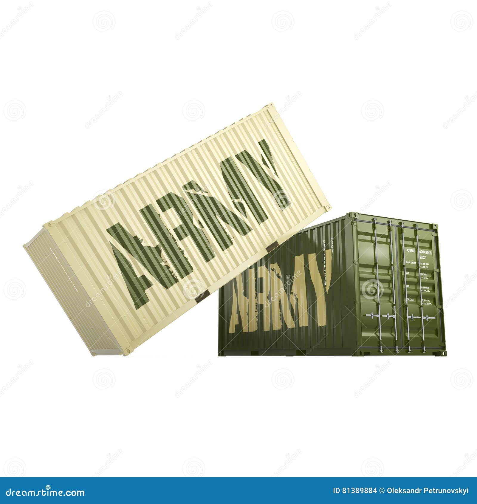3D Rendering Army Containers Stock Illustration - Illustration of ...