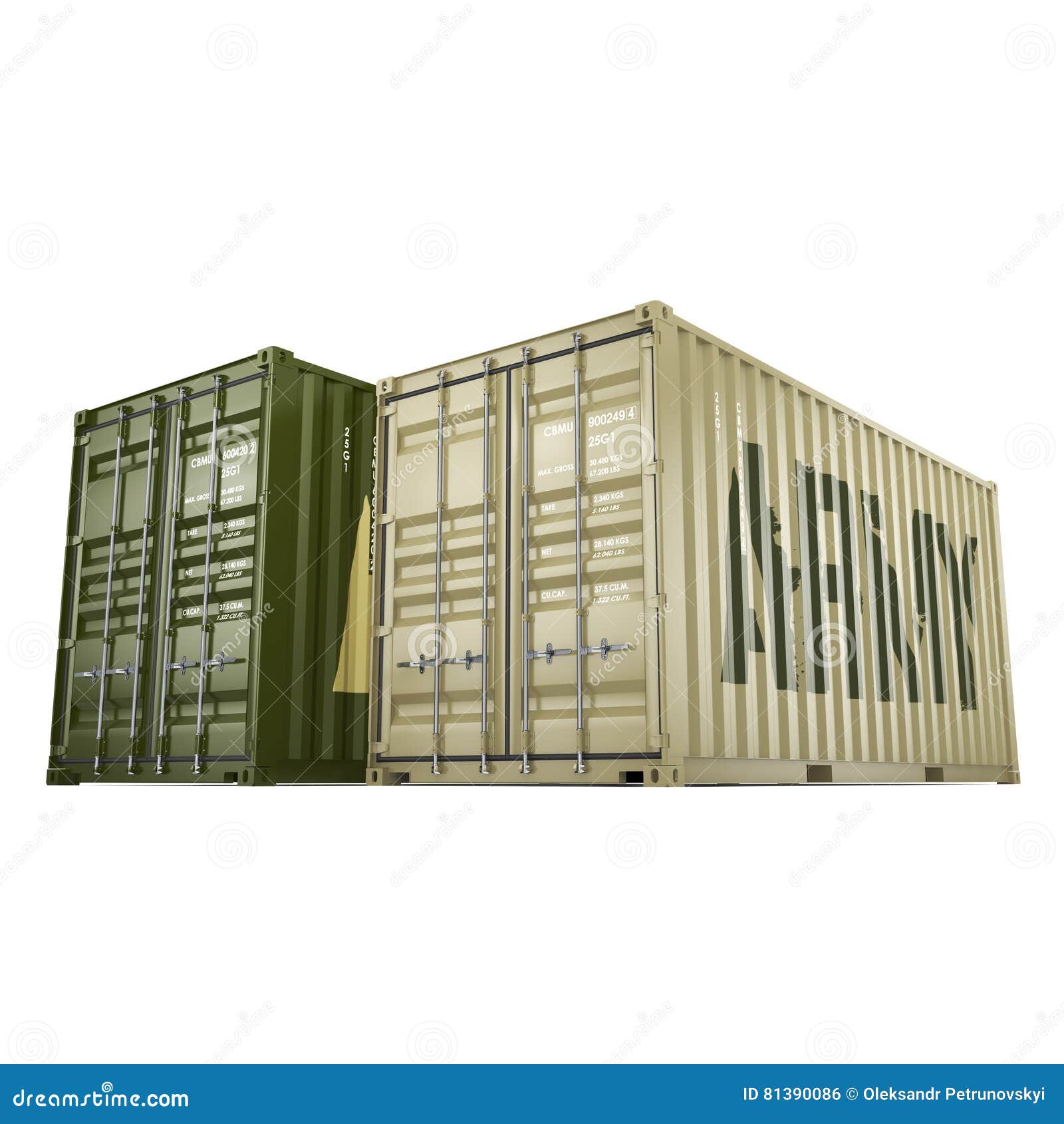 3D Rendering Army Containers Stock Illustration - Illustration of ...