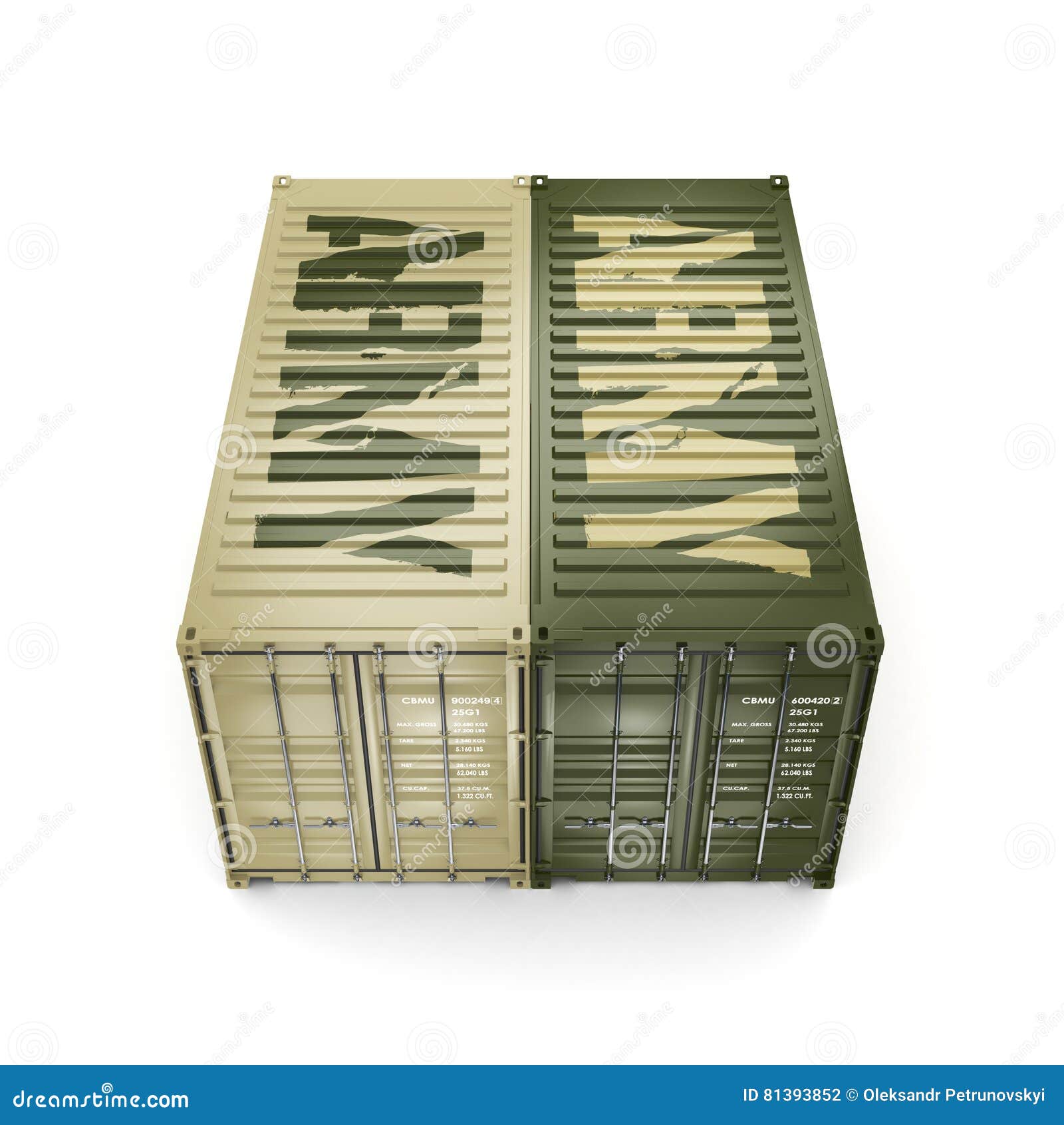 3D Rendering Army Containers Stock Illustration - Illustration of ...
