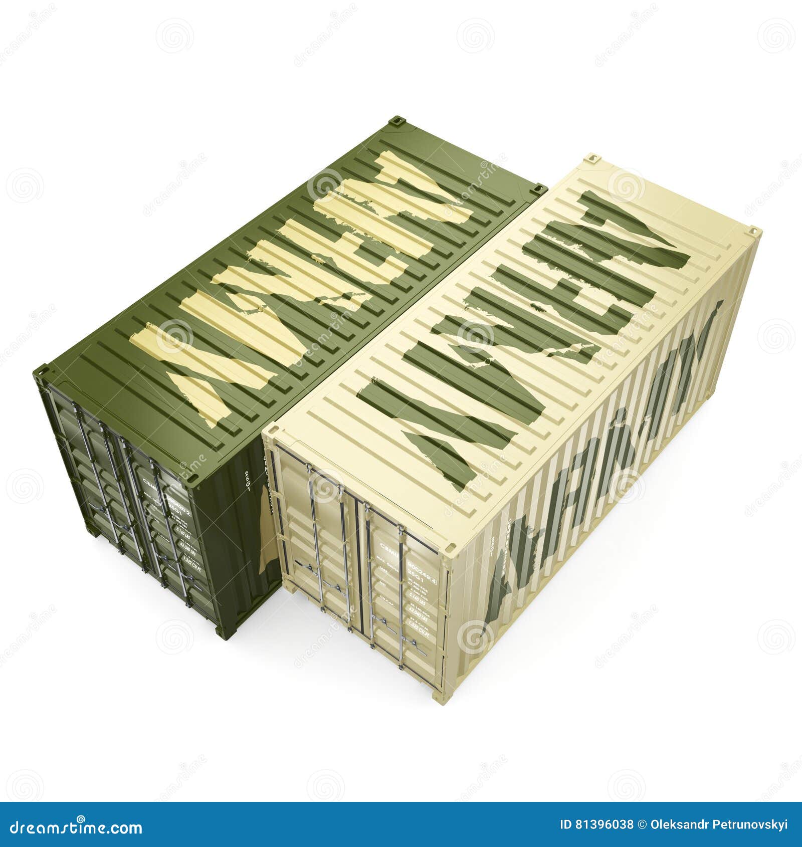 3D Rendering Army Containers Stock Illustration - Illustration of khaki ...