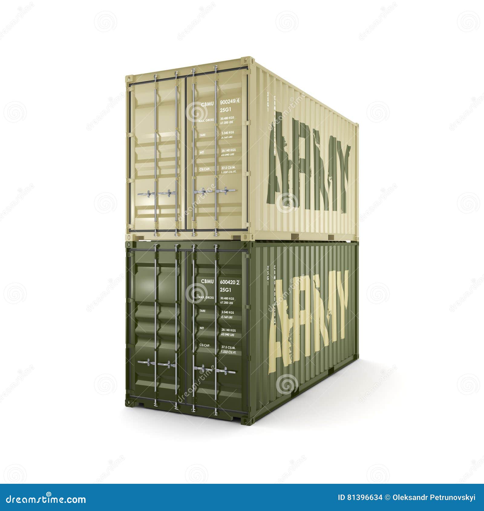 3D Rendering Army Containers Stock Illustration - Illustration of color ...