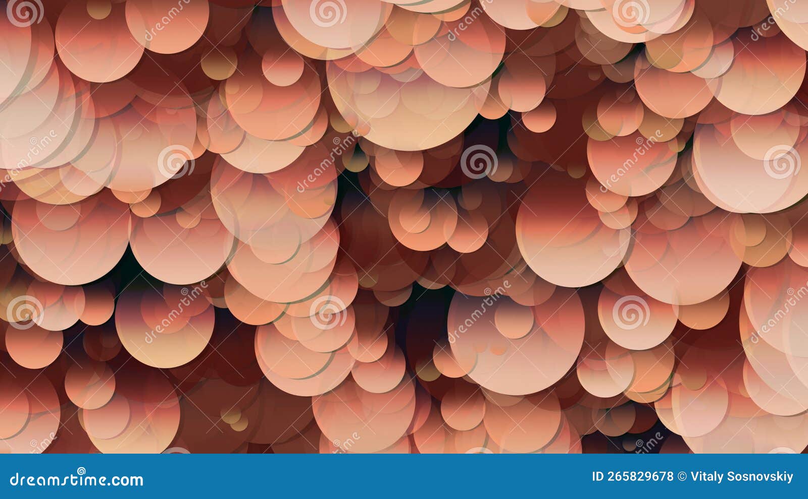 3D Rendering of an Array of Circles. Circles of Different Sizes in ...