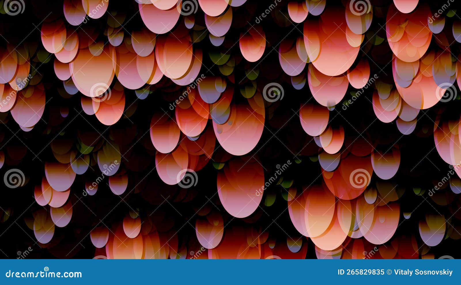3D Rendering of an Array of Ellipses. Ellipses of Different Sizes in ...