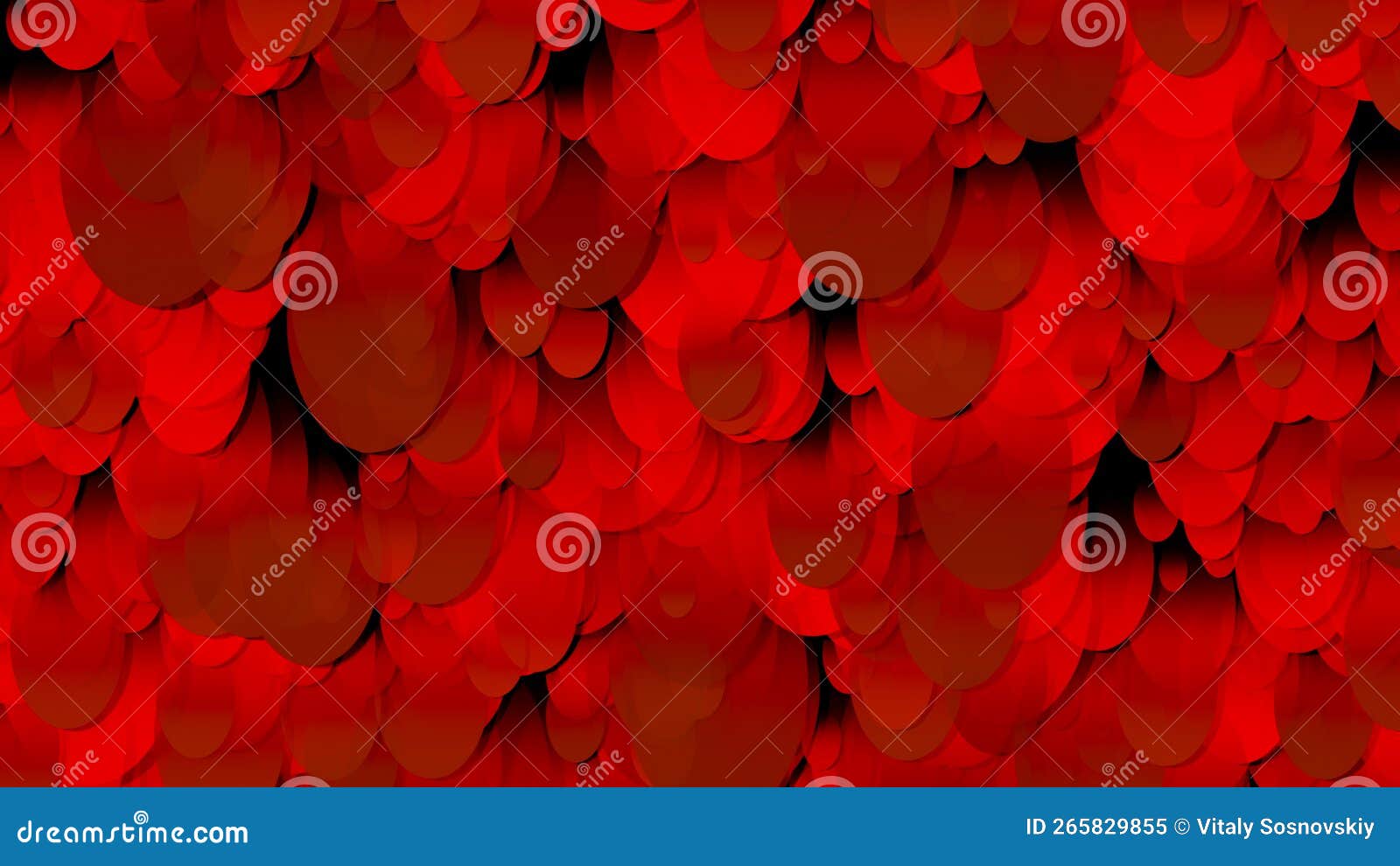 3D Rendering of an Array of Ellipses. Ellipses of Different Sizes in ...