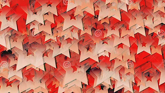3D Rendering of an Array of Star Shapes. Stars of Different Sizes in ...