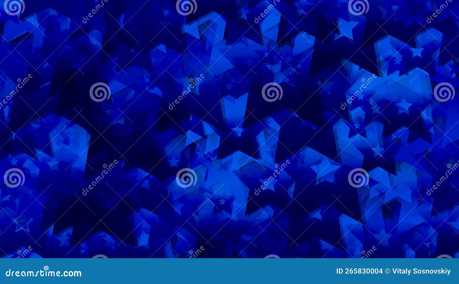 3D Rendering of an Array of Star Shapes. Stars of Different Sizes in ...
