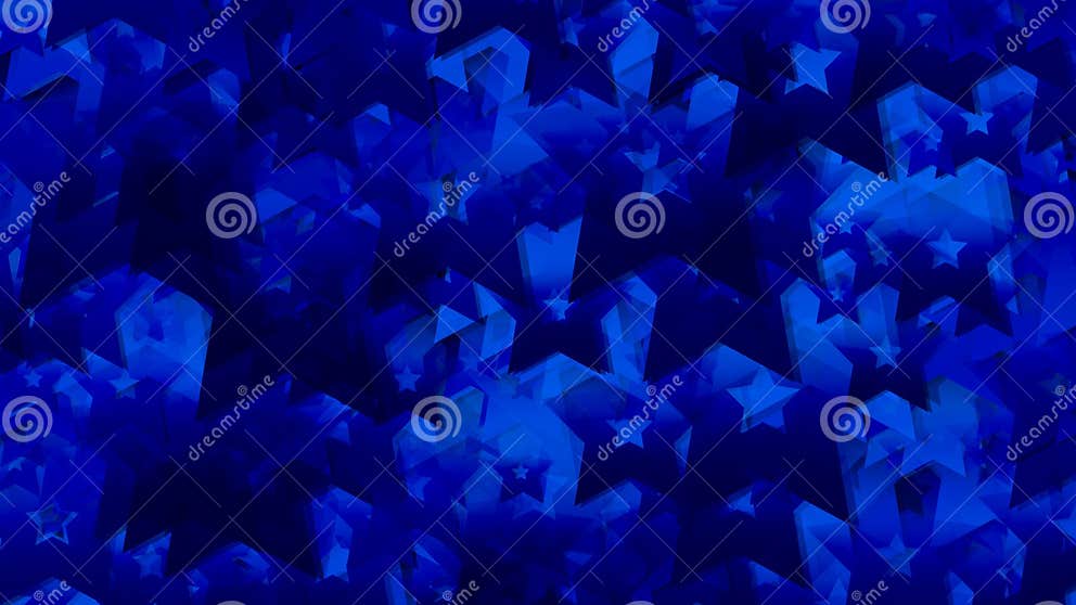 3D Rendering of an Array of Star Shapes. Stars of Different Sizes in ...