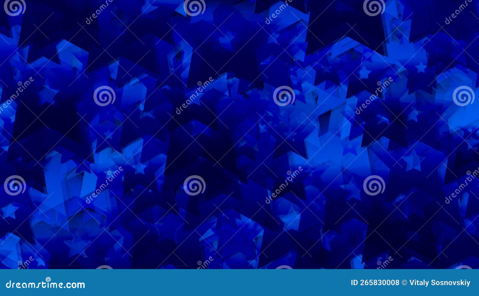 3D Rendering of an Array of Star Shapes. Stars of Different Sizes in ...