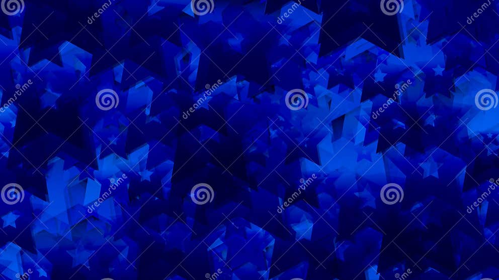 3D Rendering of an Array of Star Shapes. Stars of Different Sizes in ...