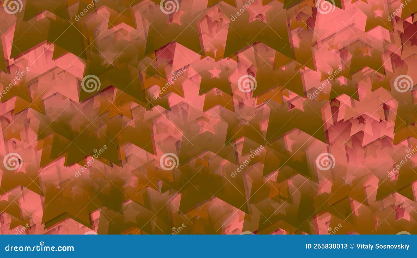 3D Rendering of an Array of Star Shapes. Stars of Different Sizes in ...