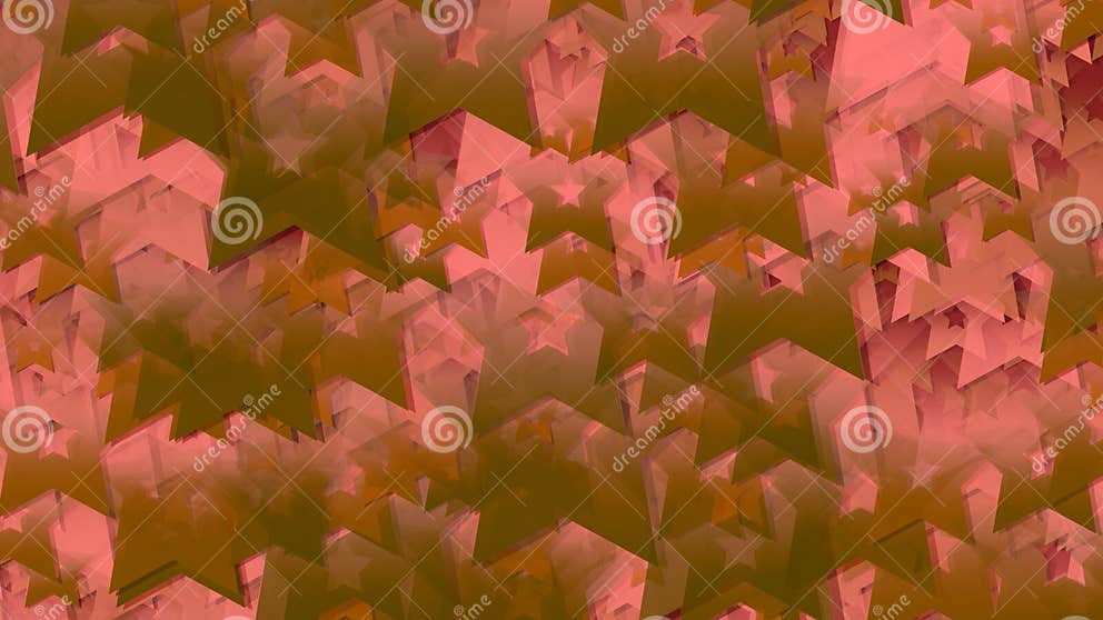 3D Rendering of an Array of Star Shapes. Stars of Different Sizes in ...